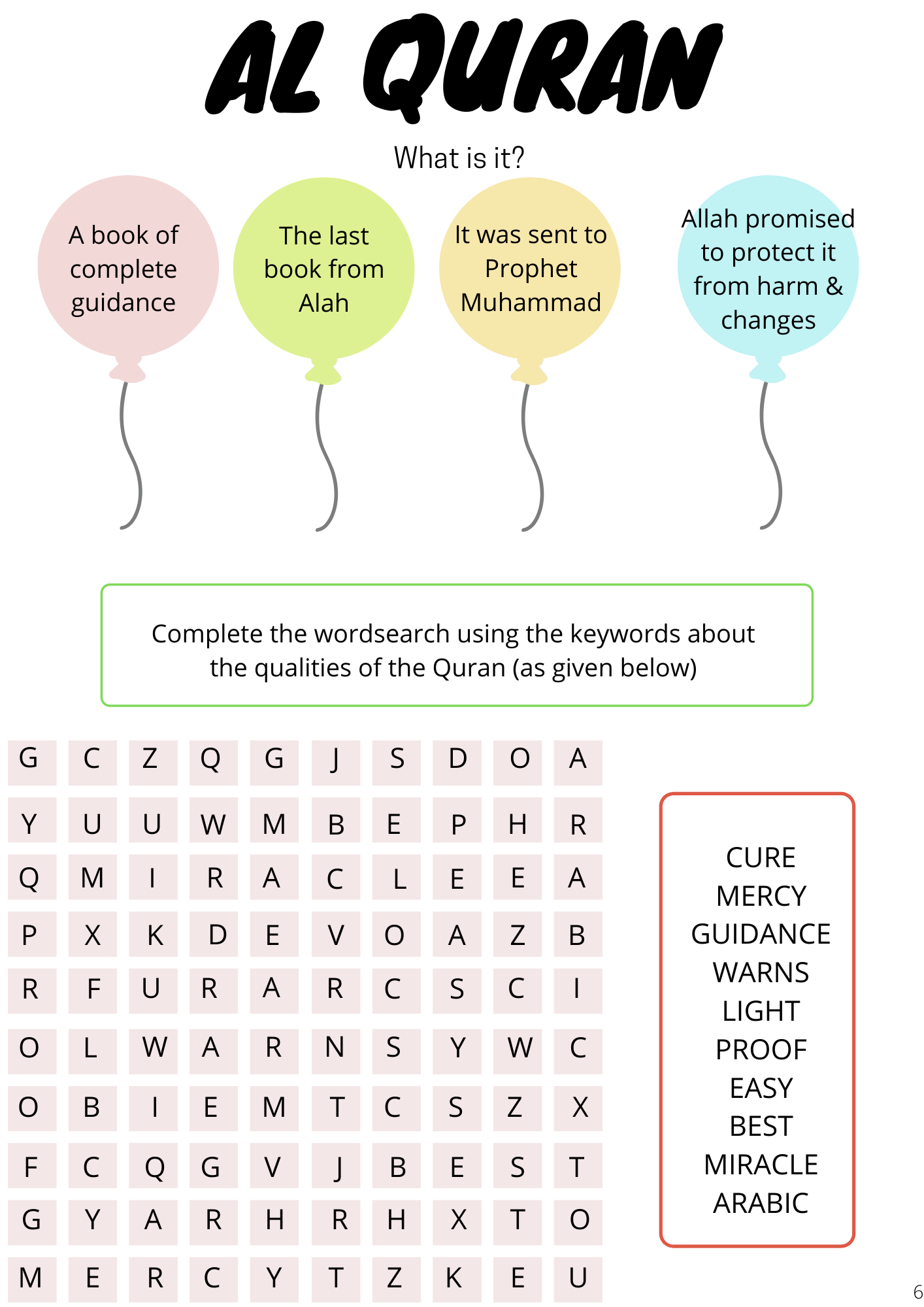 Kids Activity; ‘Know It & Love It, The Quran’