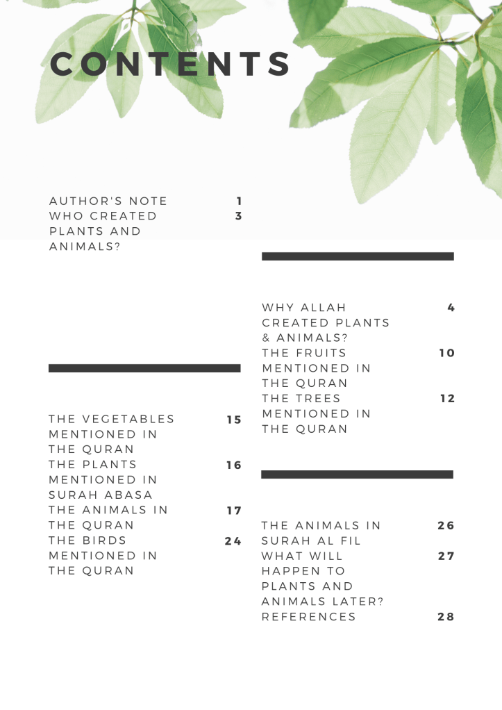 The Plants & Animals Mentioned In The Quran Activity Book For Children
