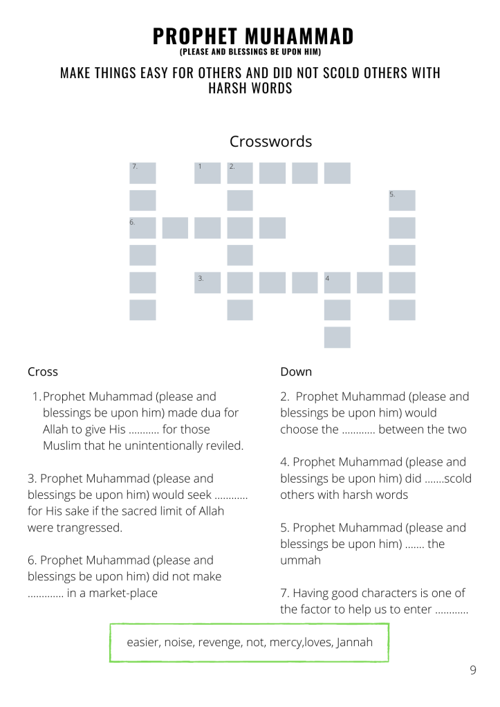 ‘The Character Of Prophet Muhammad was the Quran’ Activity book for ...